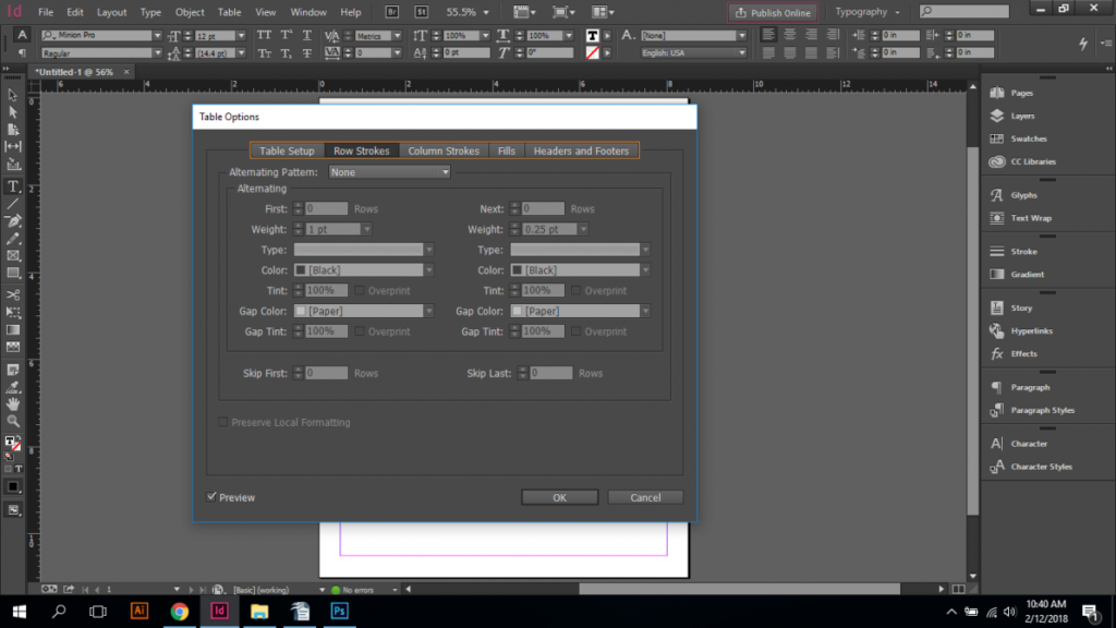 How to Use Table Options and Cell Options in InDesign CC?