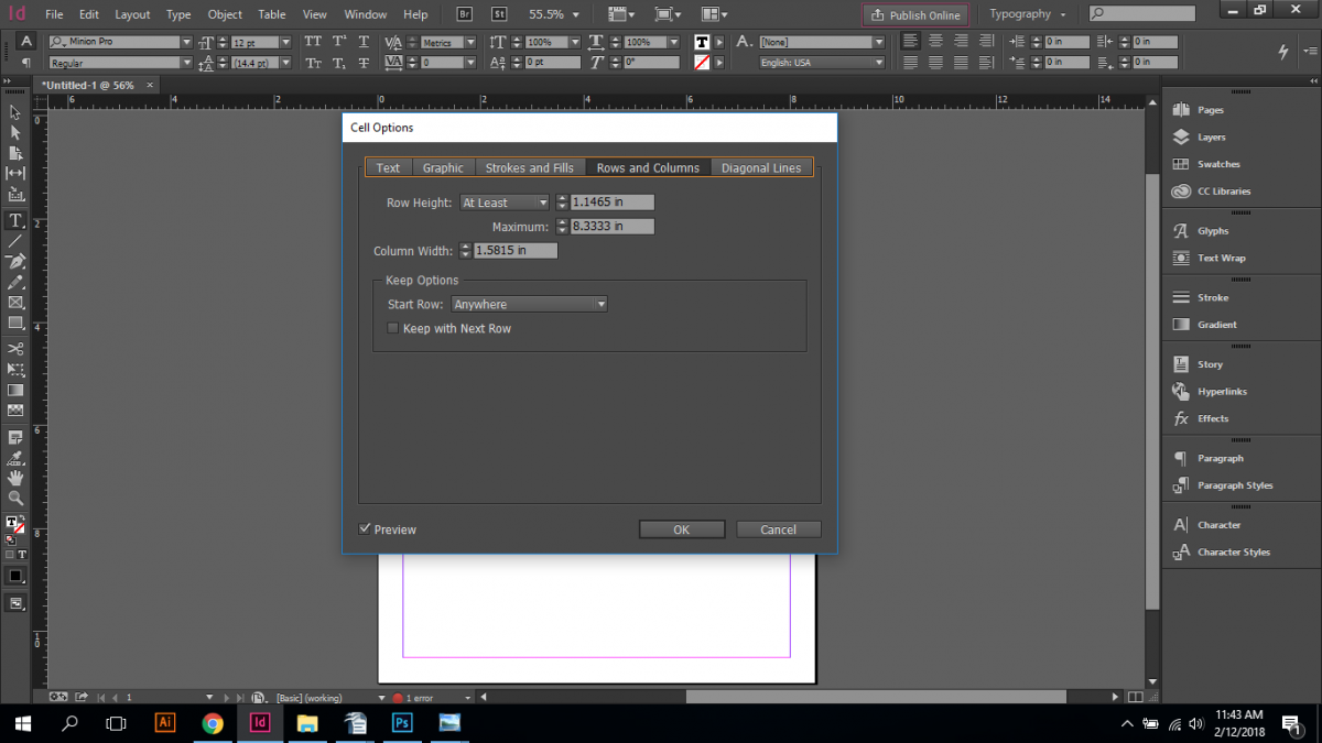 How to Use Table Options and Cell Options in InDesign CC?