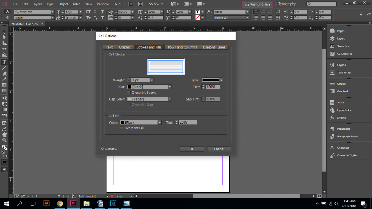 How to Use Table Options and Cell Options in InDesign CC?