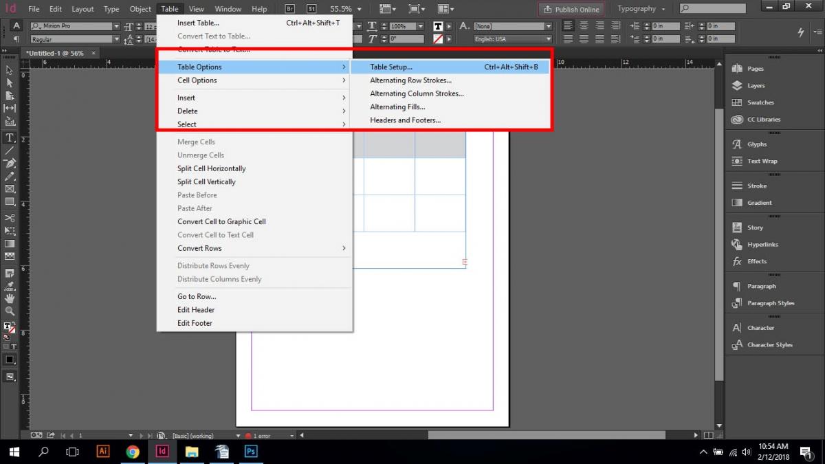 How to Use Table Options and Cell Options in InDesign CC?