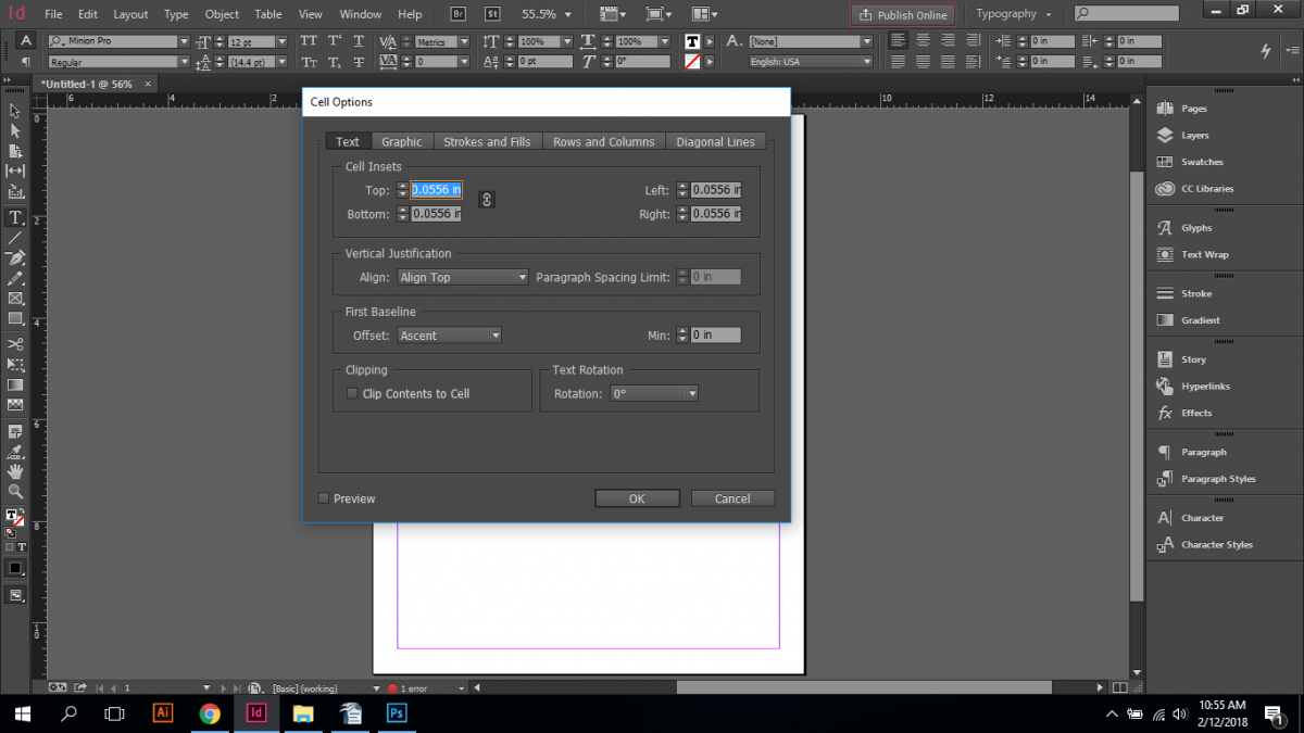 How to Use Table Options and Cell Options in InDesign CC?